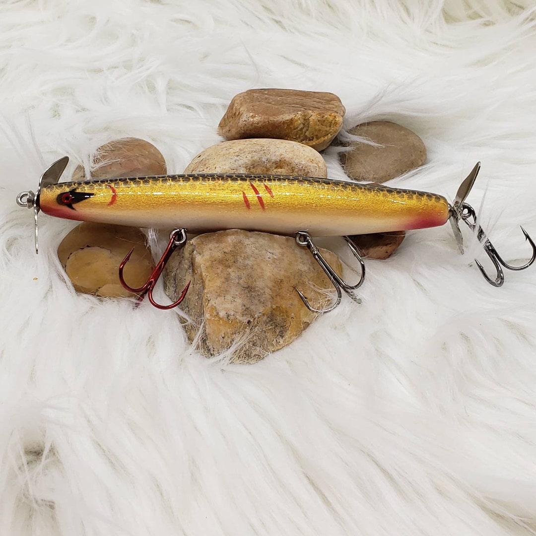 Gold Shad, Hand Carved Bass Wood 3, 4 or 5 Inch Double Prop Bait ...