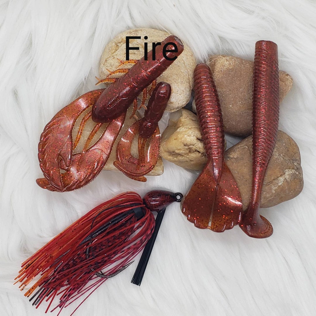 Fire Craw Swim Jig With Trailers, Fishing Kit. Custom Handmade Lures ...