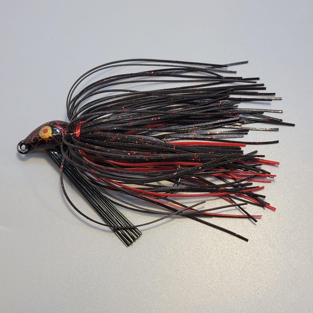Handmade Red Black Craw Swim Jig: Custom Bass Fishing Lure - Etsy