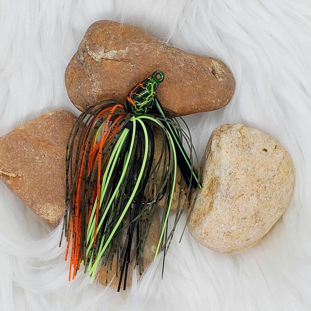 Hand Poured Weed Less Swim Jig, Sunfish Crackle Custom Fishing Lure ...