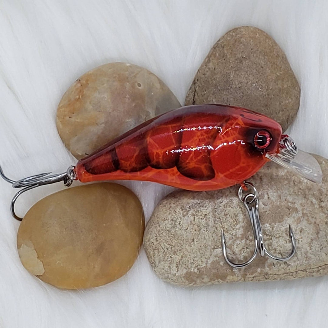 Flaming Craw Custom Painted Lure. Bass Fishing Lures, Craw Bait. Red ...