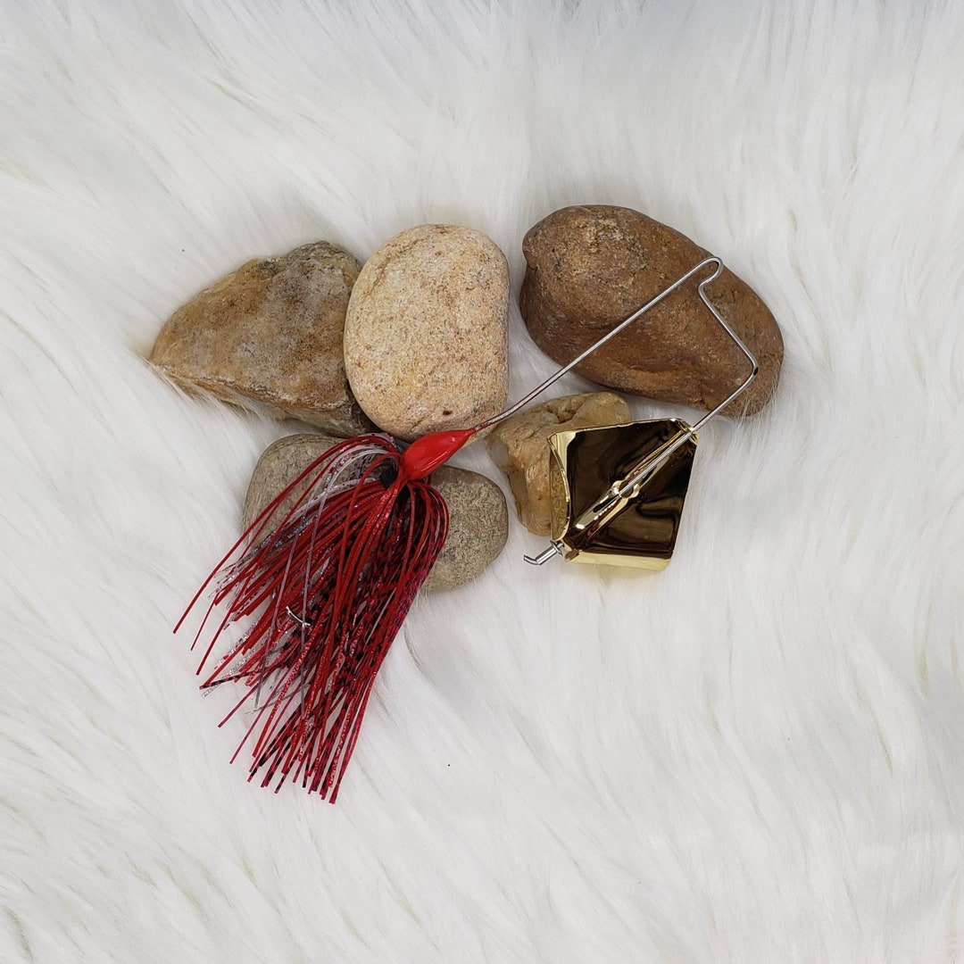 Red Bait Fish Handpoured Buzz Bait With Gold Blade. Custom Bass Fishing ...