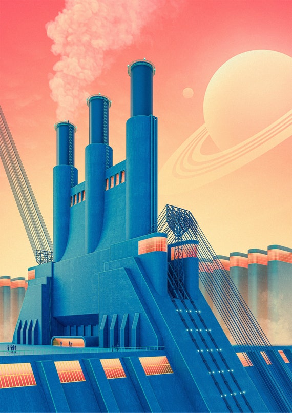 Retro Futurism Sci-fi Art industrial Building | Etsy