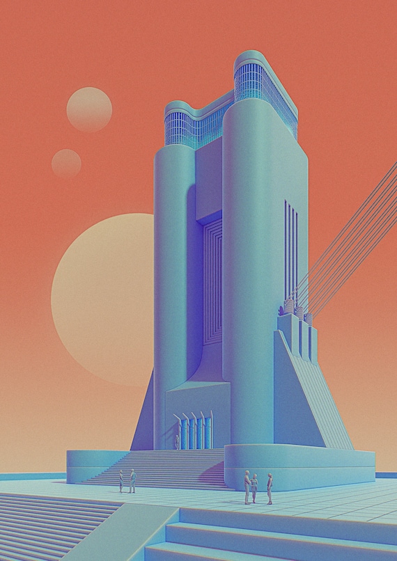 Retro Futurism Sci-fi Art monumental Building | Etsy
