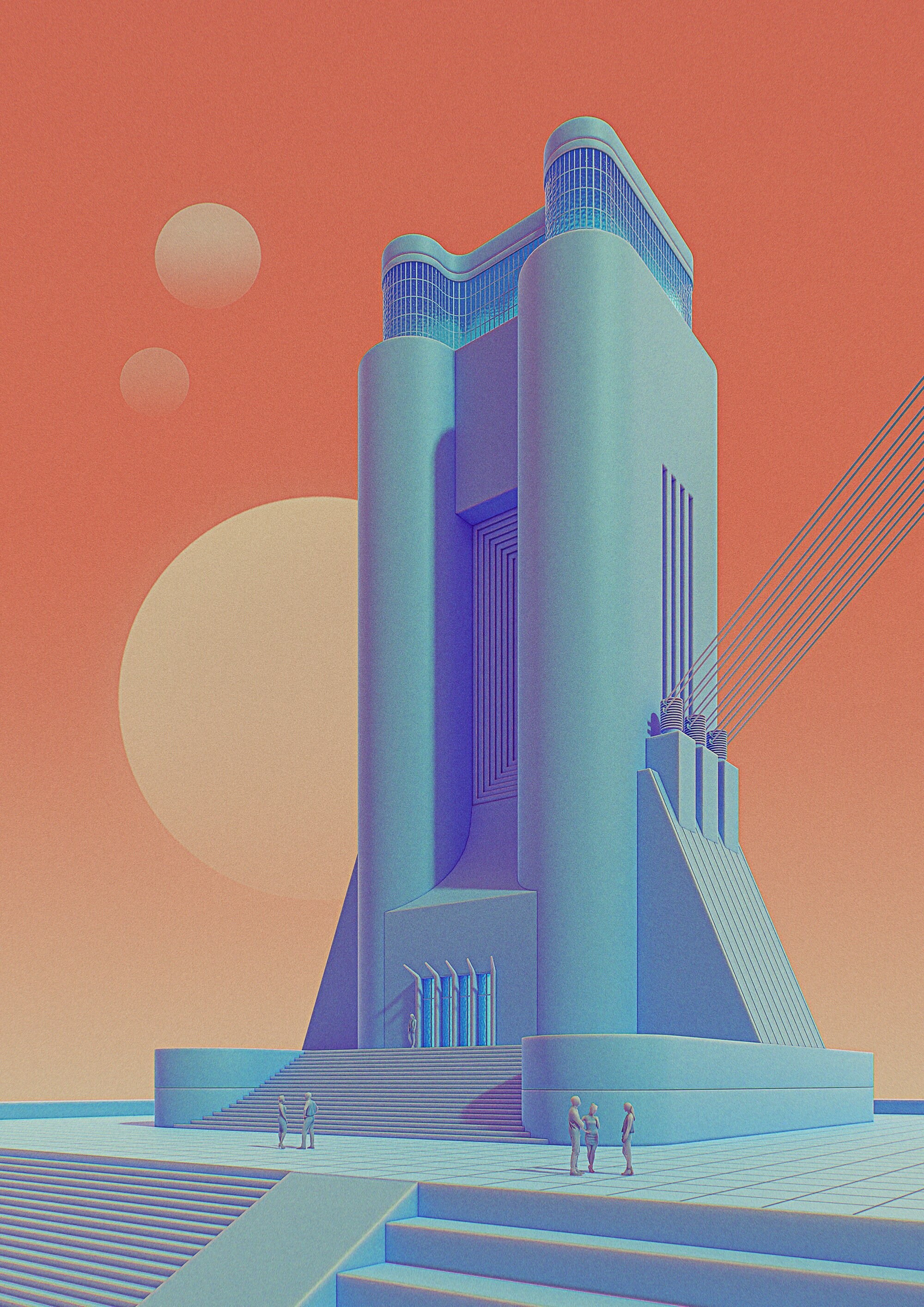 Retro Futurism Sci-fi Art "monumental Building" Brutalist Poster ...