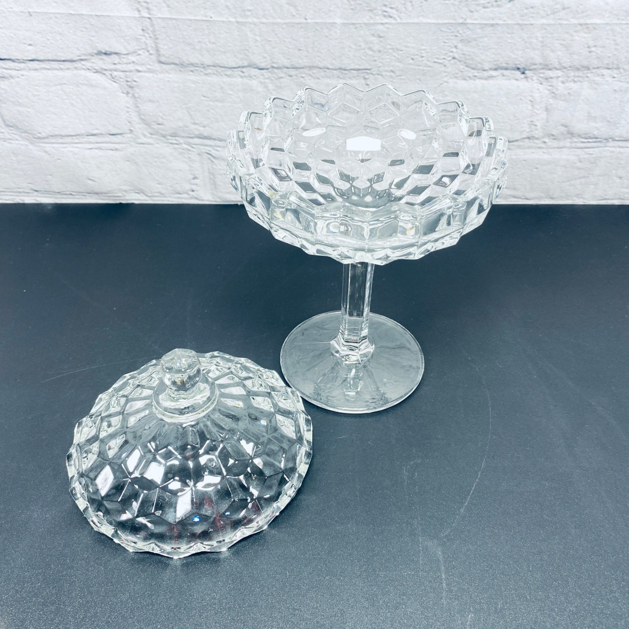 Fostoria American Clear Compote With Lid Candy Nuts Dish - Etsy