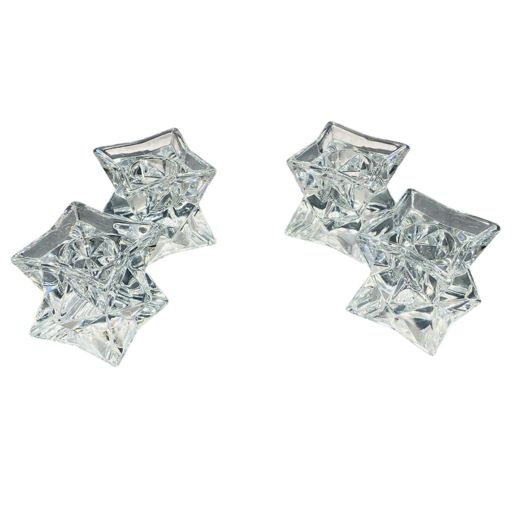 Set of 4 Star-shaped Clear Crystal Glass Taper Candle Holders - Etsy