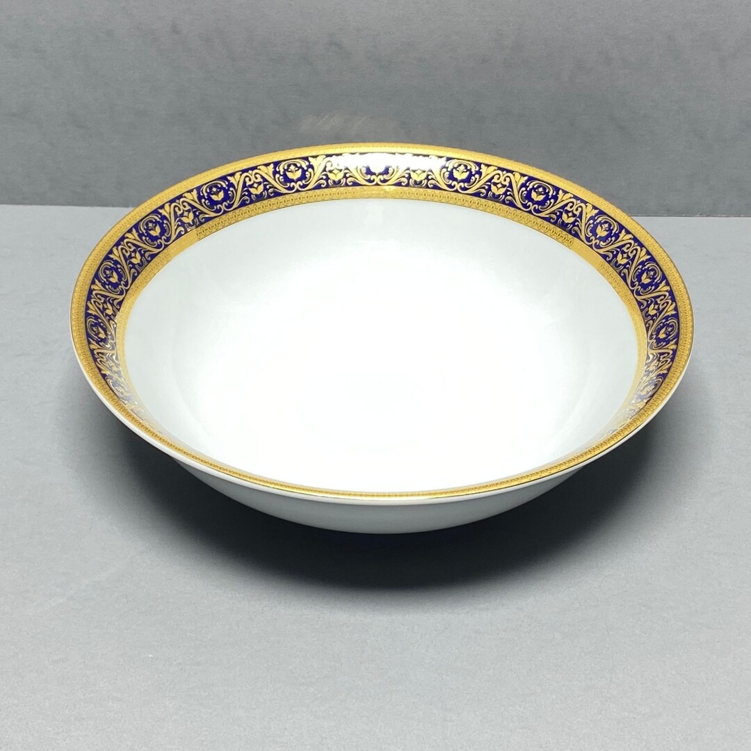 Vintage Sorelle 9" Round Vegetable Bowl SZE1 Cobalt Blue Band Gold ...