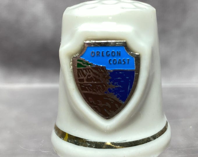 Vintage Oregon Coast Souvenir Porcelain Thimble With Gold Trim & Scenic ...