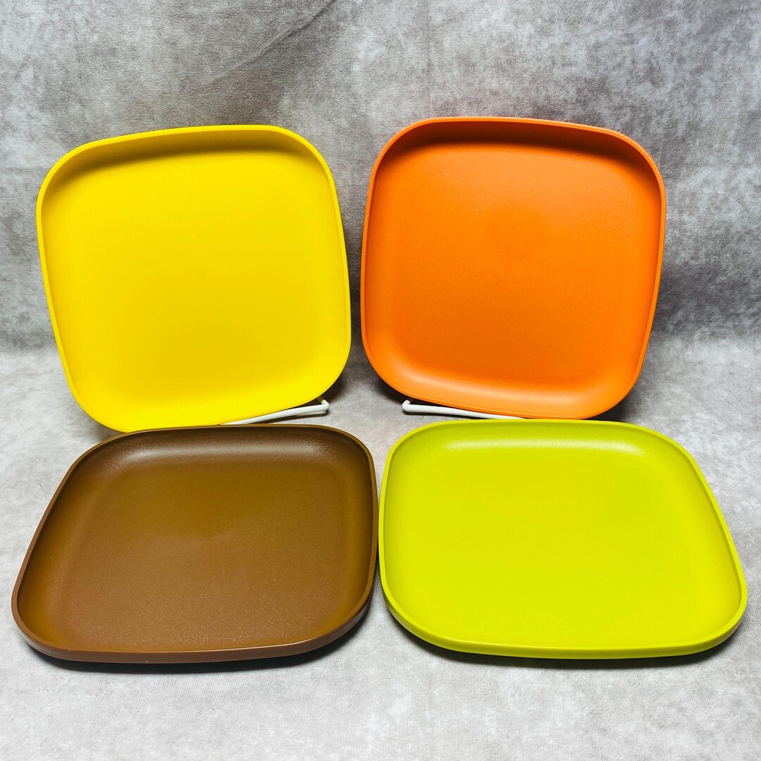 4 Tupperware Colorful Square Plates Bpa-free Kid Friendly 8 - Etsy