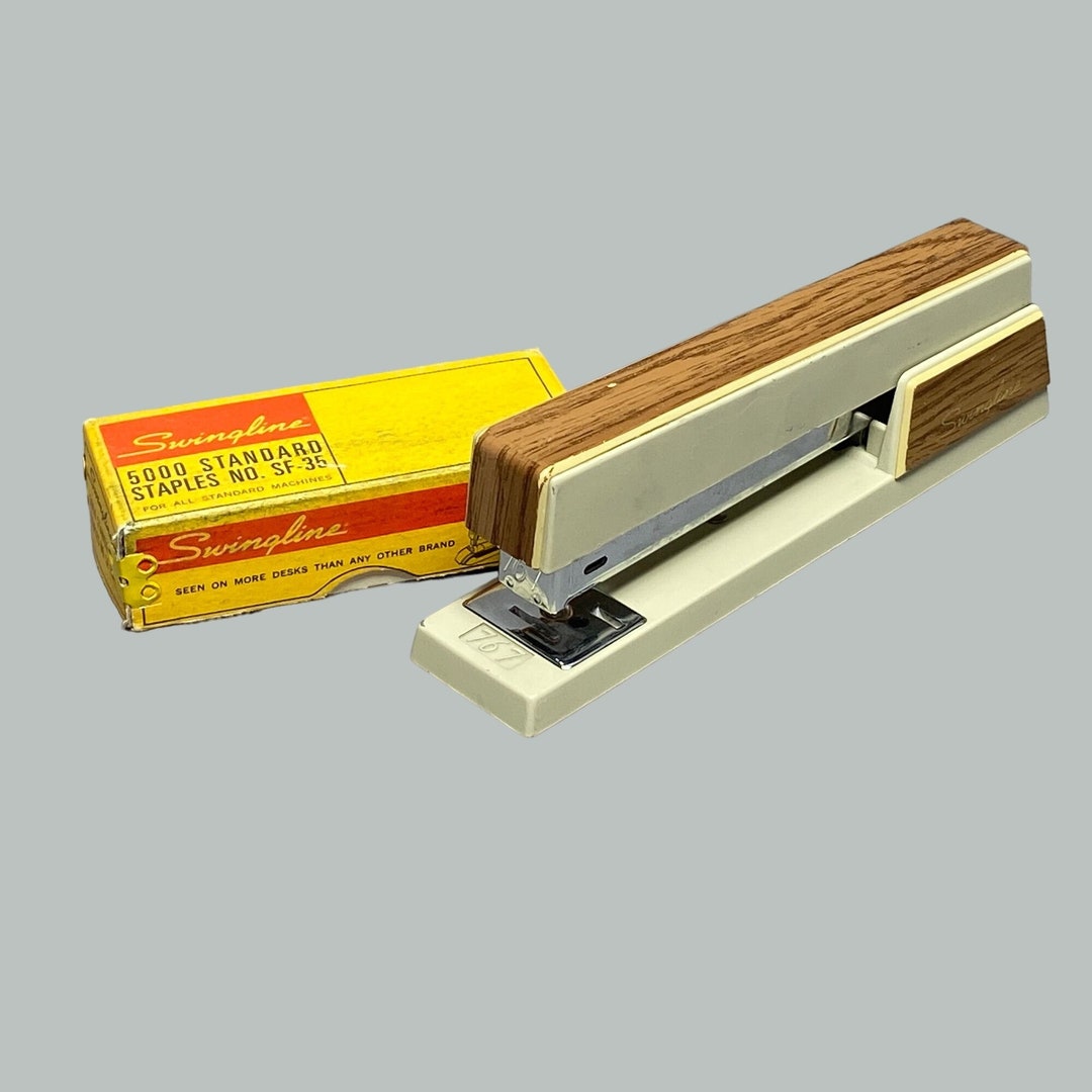 Vintage Swingline 767 Office Desktop Stapler Beige With Faux Wood + Box ...