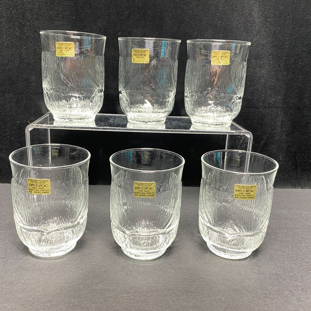 Vintage Arcoroc Set of 6 Heat Resistant Glassware - 7 Oz Textured ...