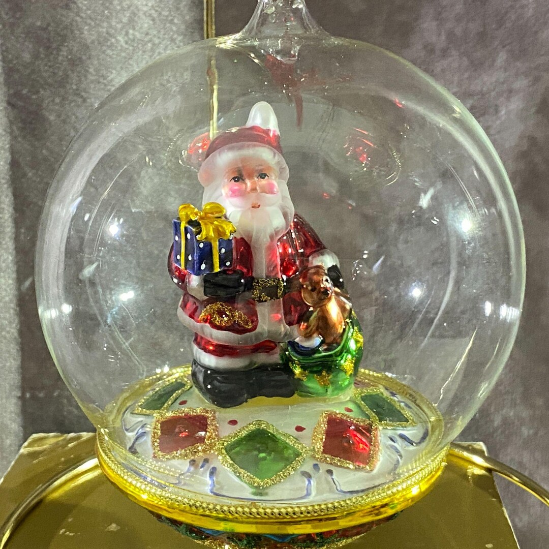 Kirkland Signature Glass Ball Santa Claus Ornament With Original Box - Etsy