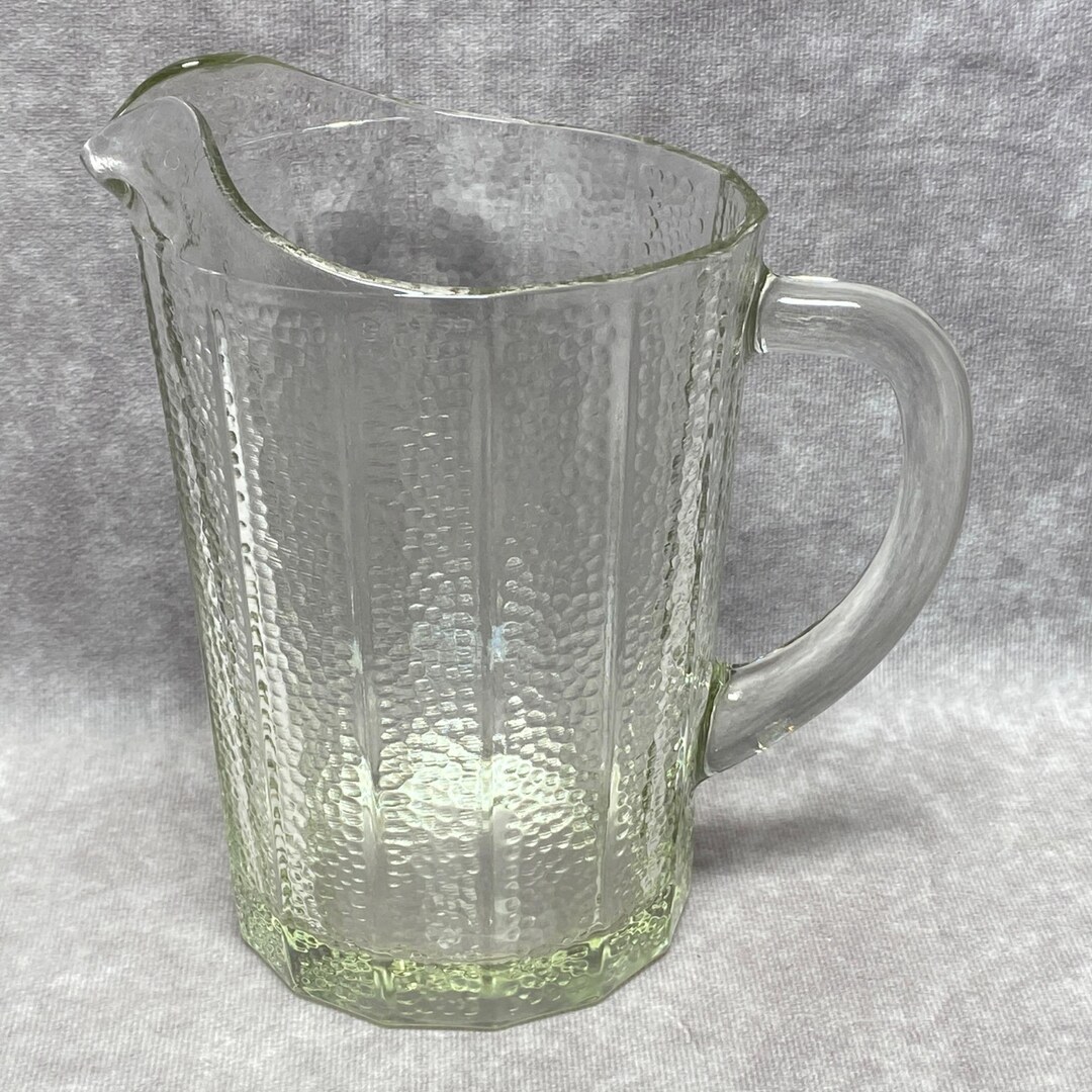 Vintage MCM Clear Glass Pitcher With Textured Vertical Stripe Design ...