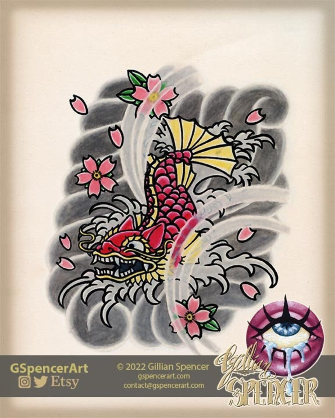 Tattoo Flash Japanese Shachihoko Digital Art Print - Etsy