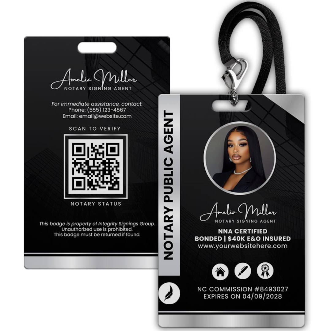 Notary ID Badge, Notary Public ID Design, Notary Marketing, Notary ...