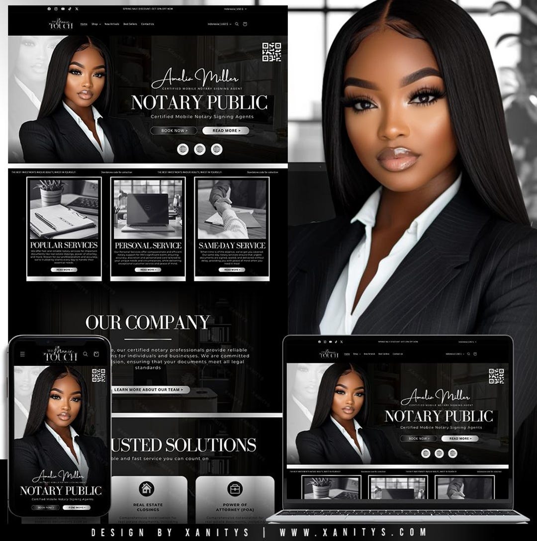 Notary Website, Notary Public Website Template, Canva Notary, Notary ...