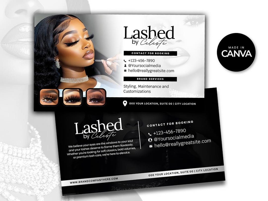 Lash Tech Business Card, Lash Artist Card, Business Card Template, DIY ...