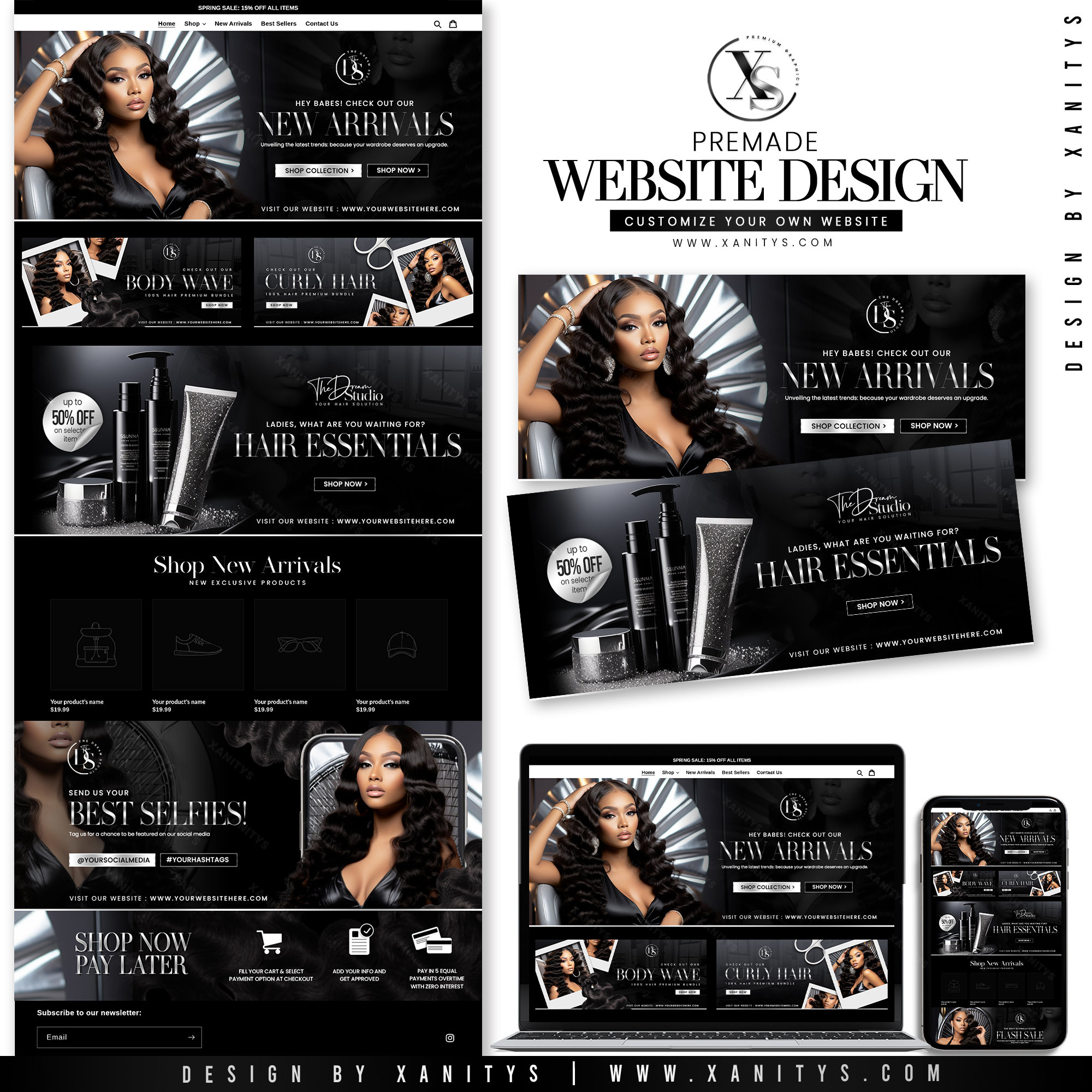 Hair Website Template, Shopify Hair Website, Hair Website Banners ...