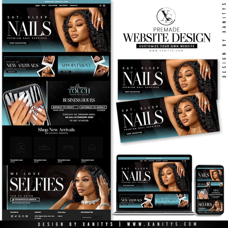 Nail Tech Website Design, Nail Press on Website, Nails Website Template ...