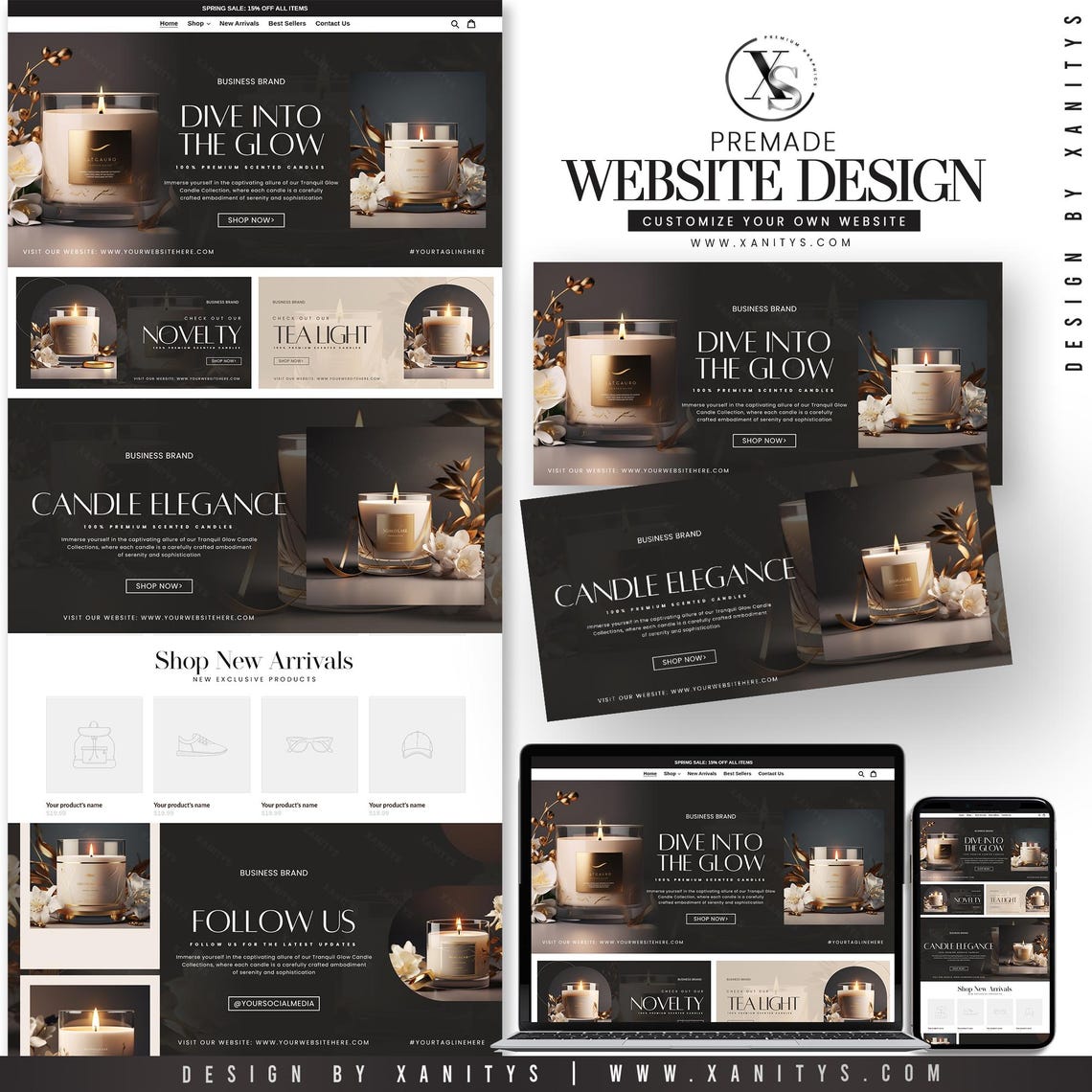 Candle Website Banner Templates, DIY Canva Editable Design (digital ...