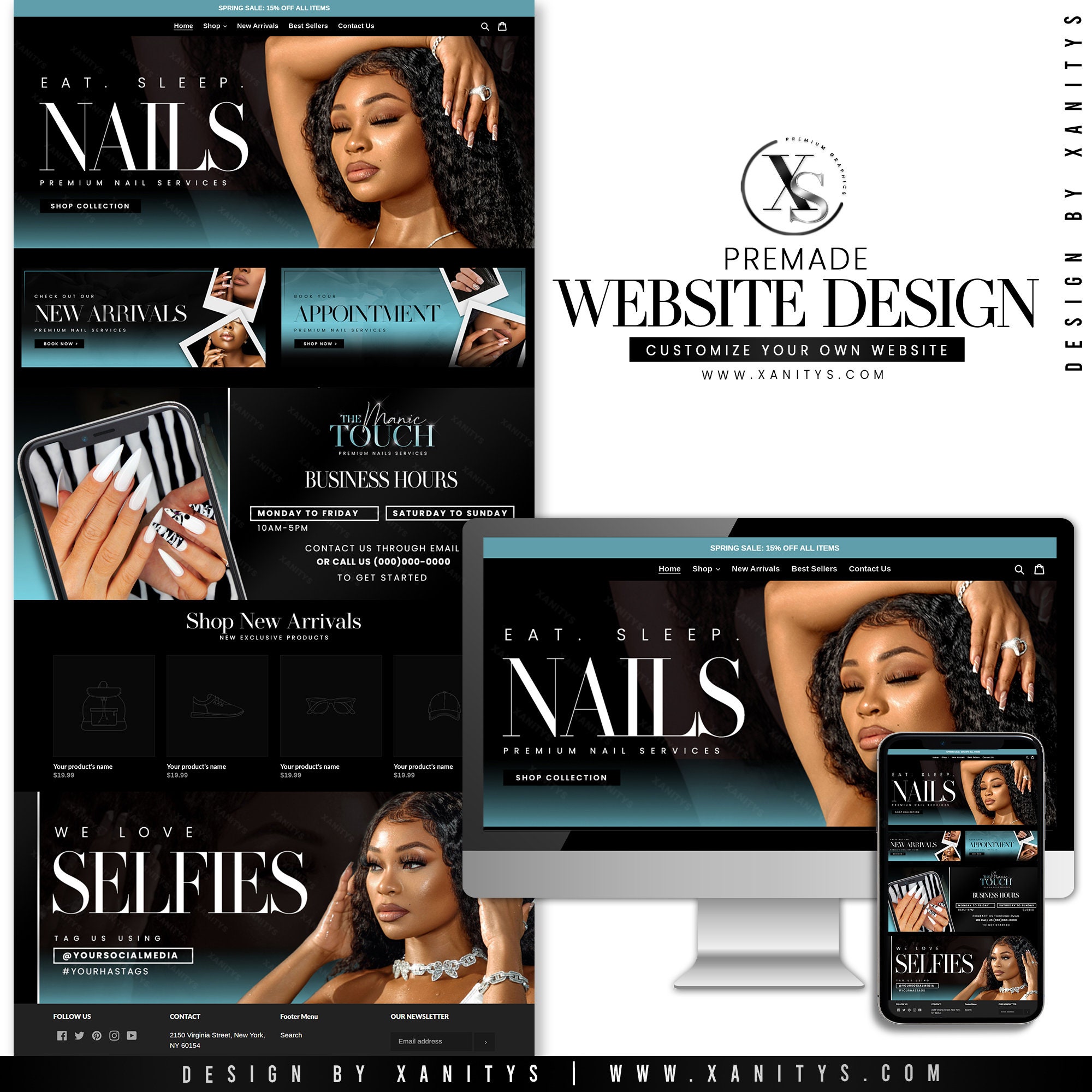 Nail Tech Website Design, Nail Press on Website, Nails Website Template ...
