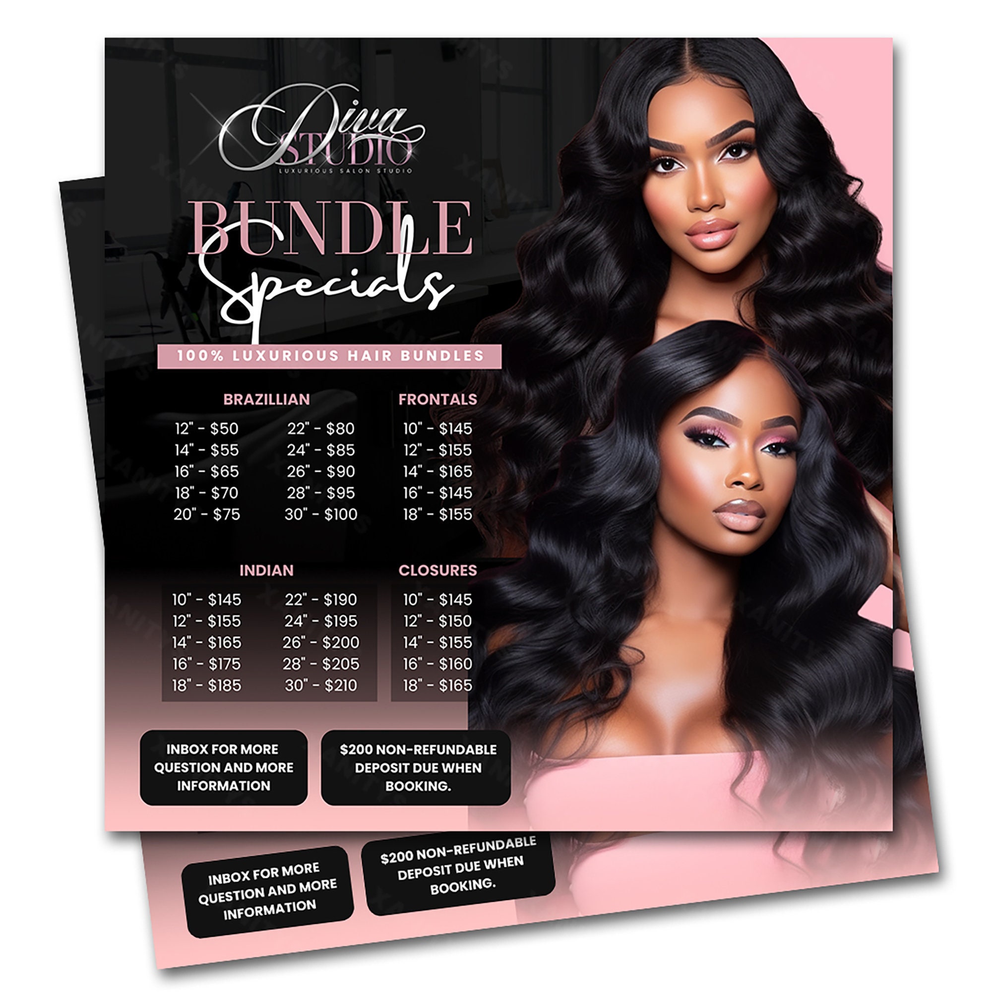 Hair Price List Template, Hair Price Flyer, Hair Extensions Flyer ...