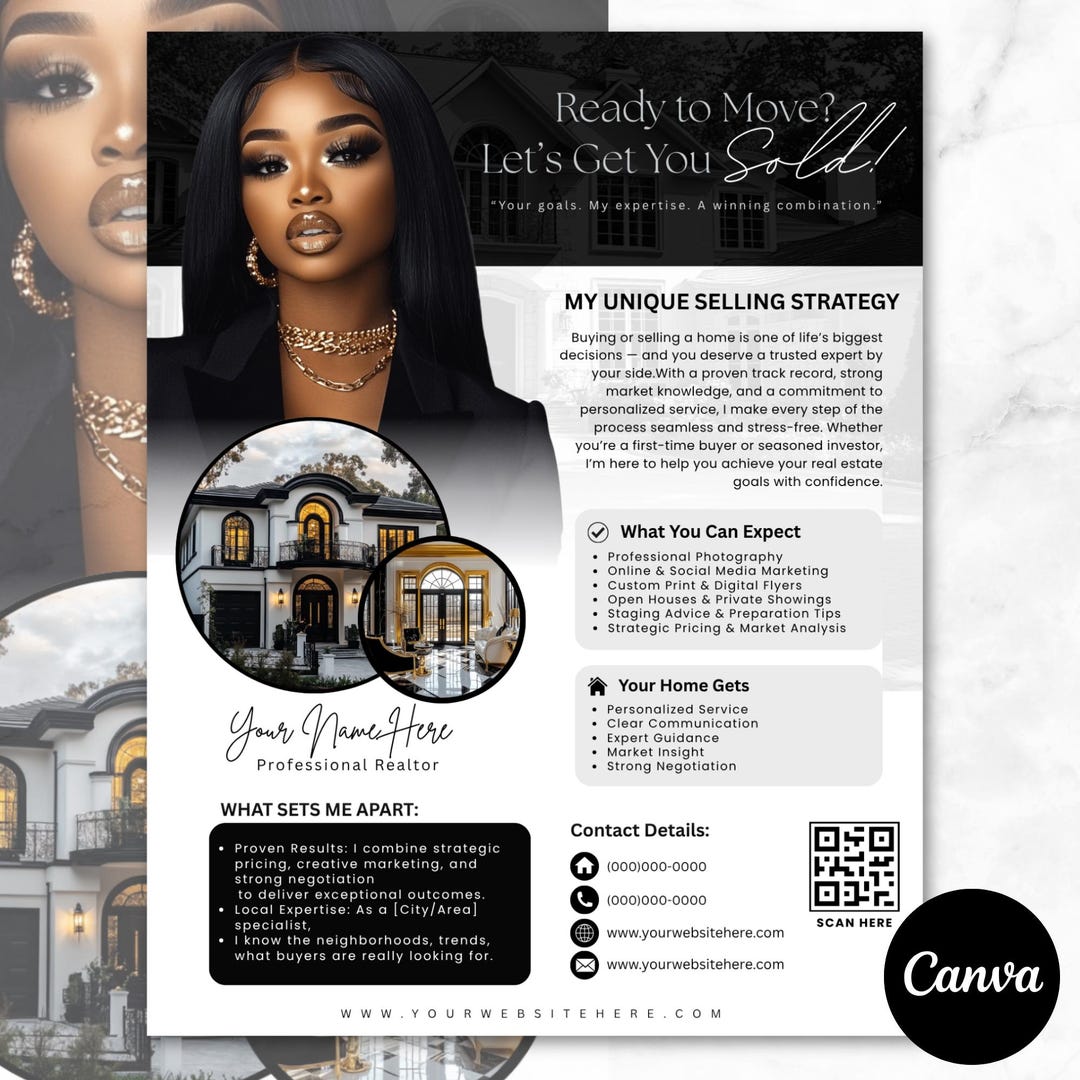 Realtor Introduction Flyer, Real Estate Agent Canva Template (digital ...