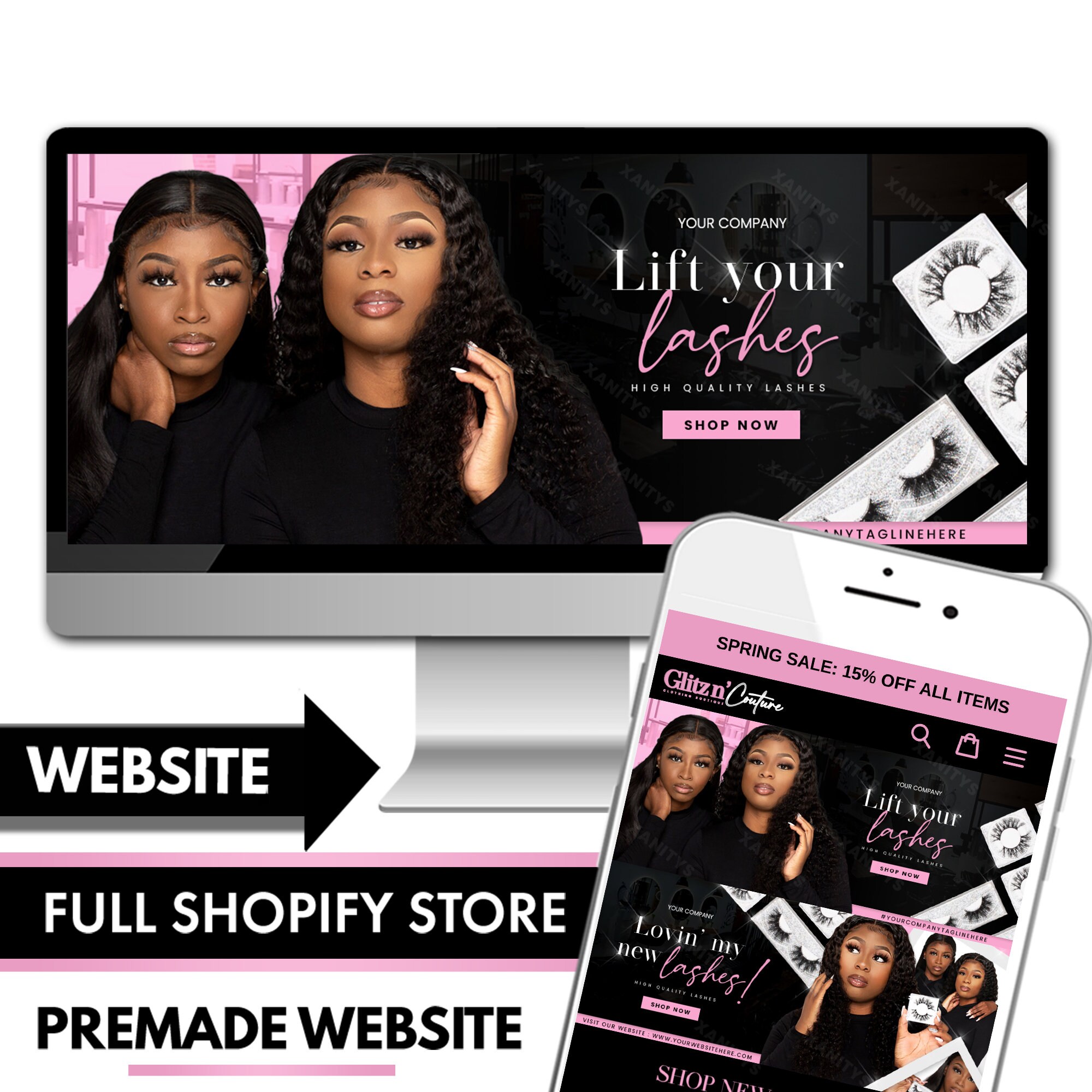 Lash Website Design Lash Extensions Premade Website Lash - Etsy