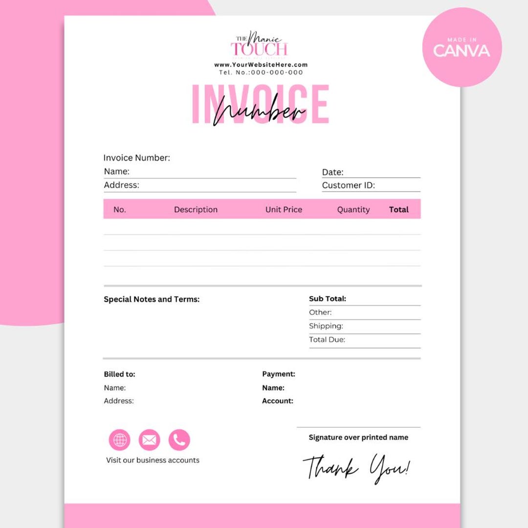Invoice Template, Canva Invoice Template, Editable Invoice, DIY Invoice ...
