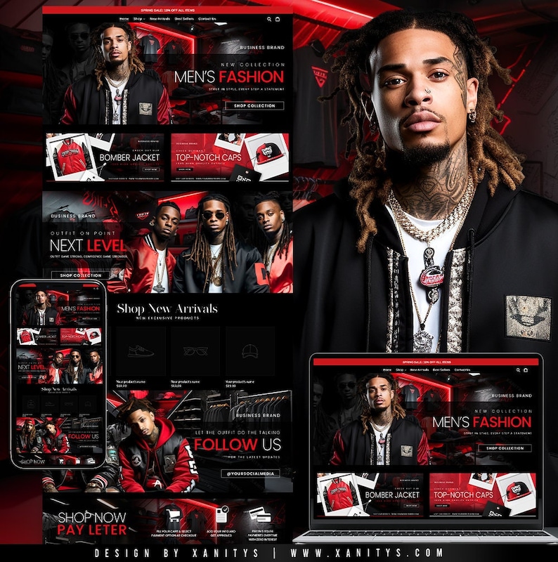 Mens Clothing Website Design, Clothing Brand Website, Premade Shopify ...