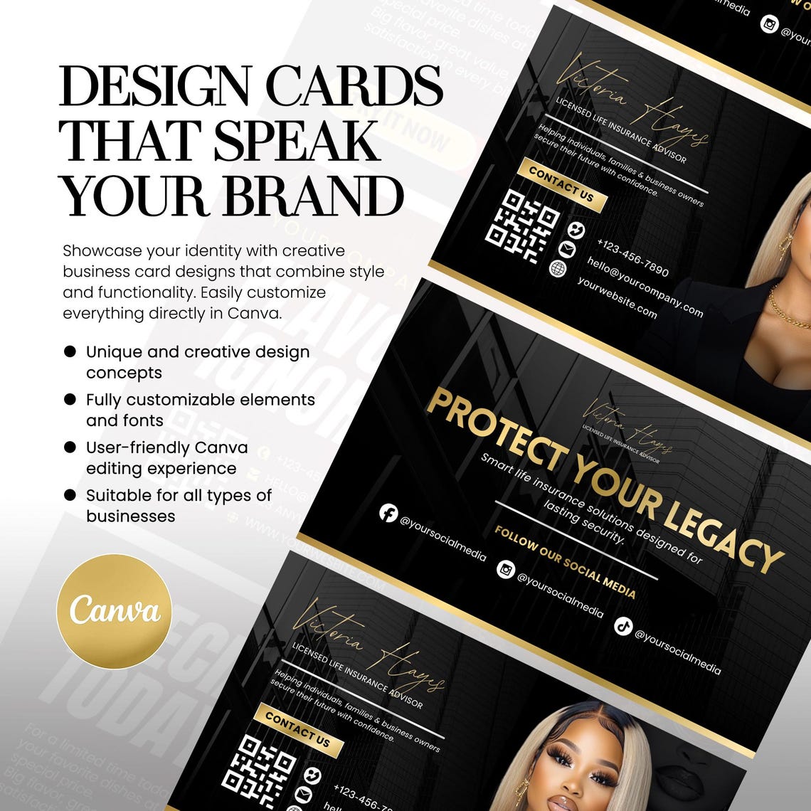 Life Insurance Agent Business Card, Business Card Template, Custom ...