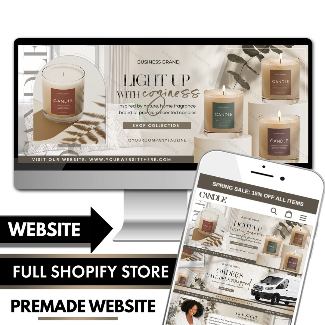 Candle Website Design, Soy Wax Candle Website Design, Premade Website ...