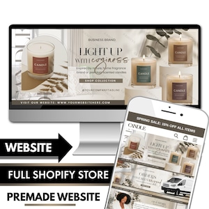 Candle Website Design, Soy Wax Candle Website Design, Premade Website ...