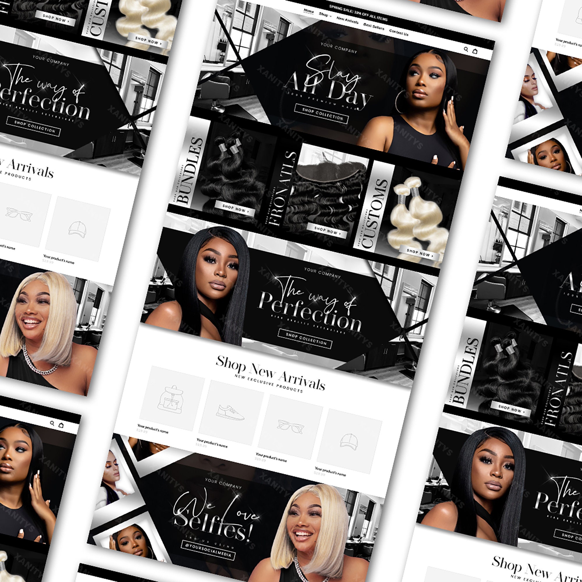 Hair Website Design, Hair Extensions Website Design, Premade Website ...
