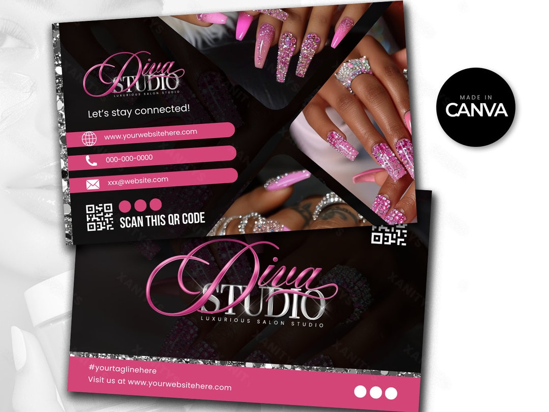 Nail Tech Business Card, Nail Business Card Template, Nail Booking Card ...