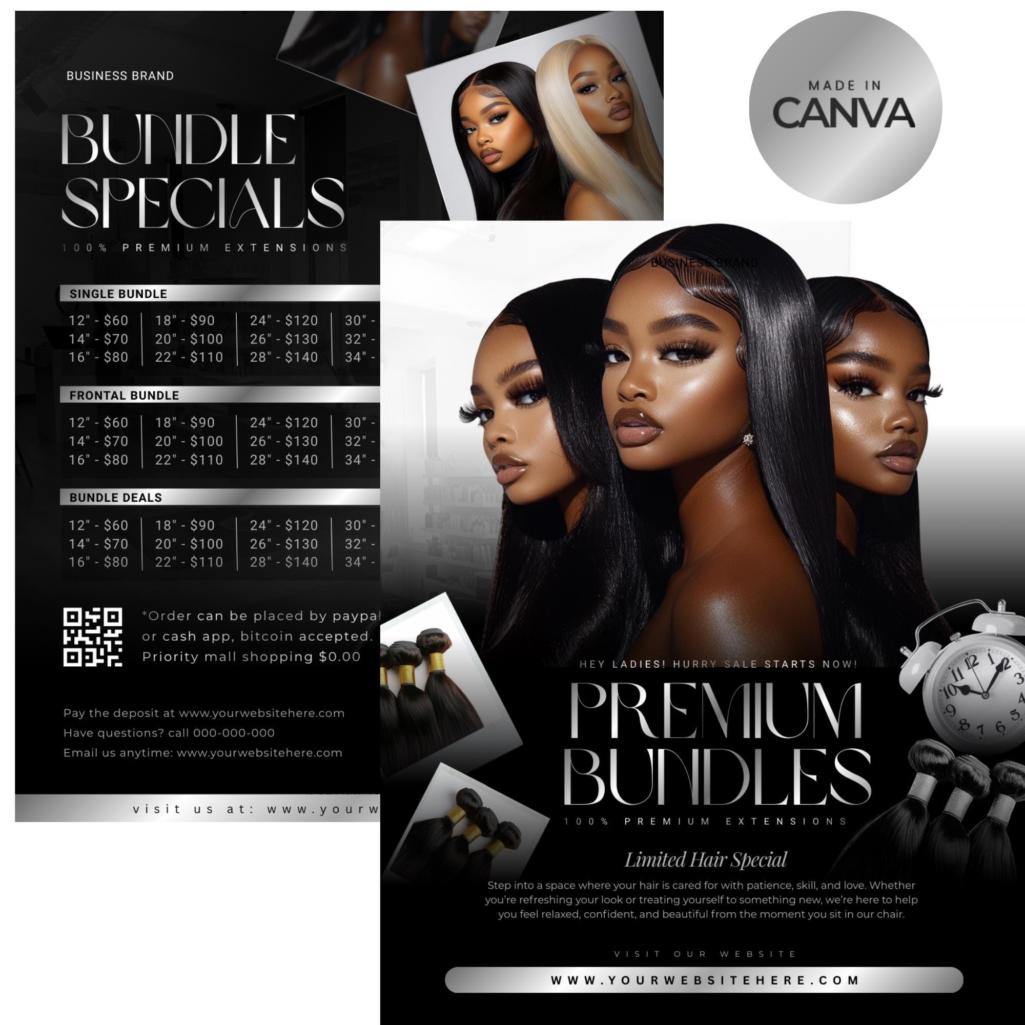 Editable Hair Salon Flyer Template, Marketing Canva Design - Etsy