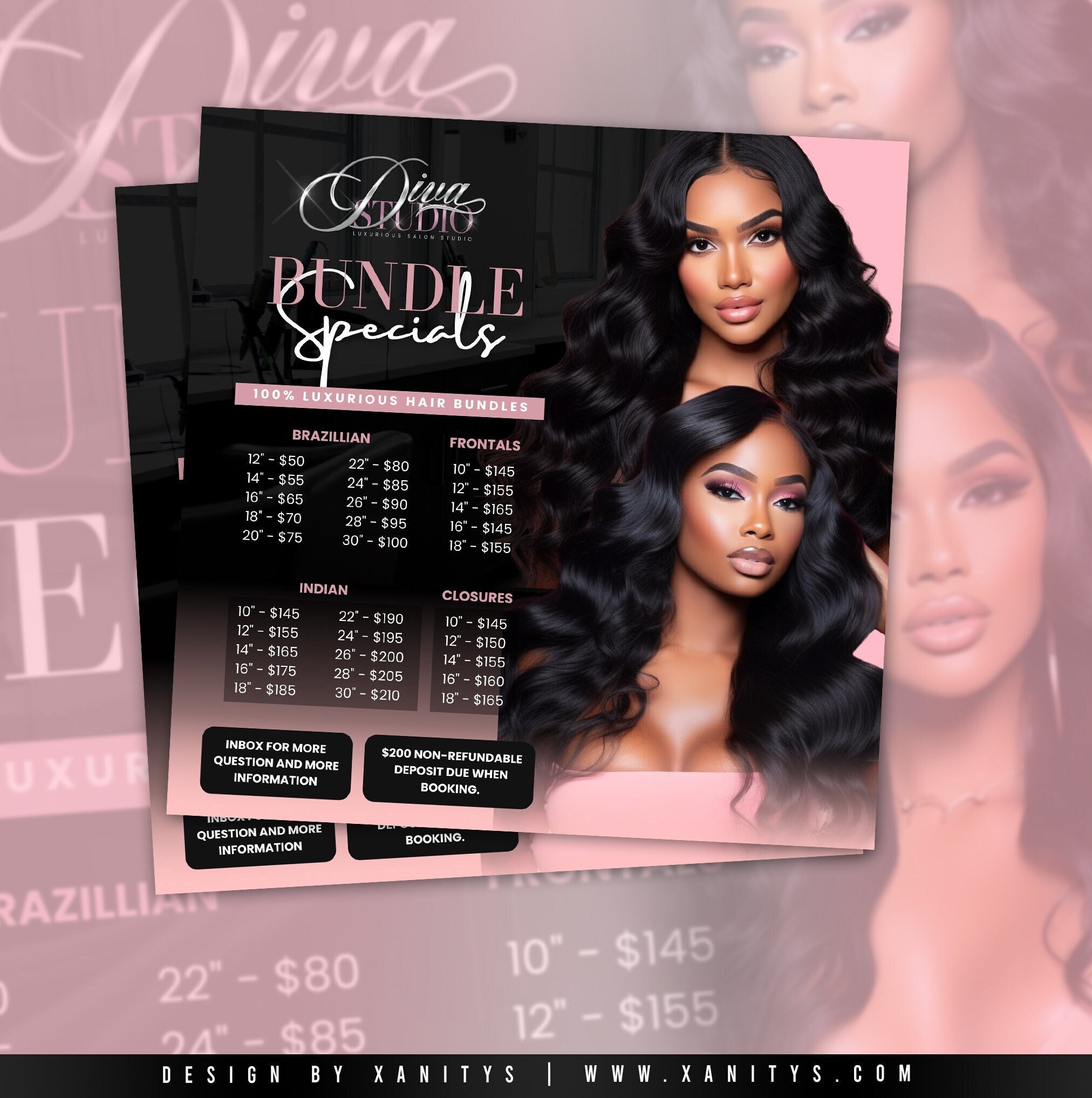 Hair Price List Template Hair Price Flyer Hair Extensions - Etsy