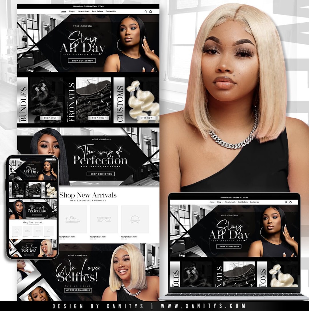 Hair Website Design, Hair Extensions Website Design, Premade Website ...