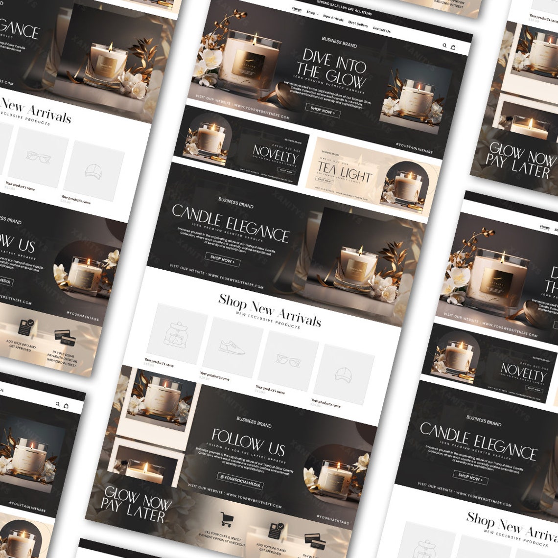Candle Website Design, Soy Wax Candle Website Design, Premade Website ...