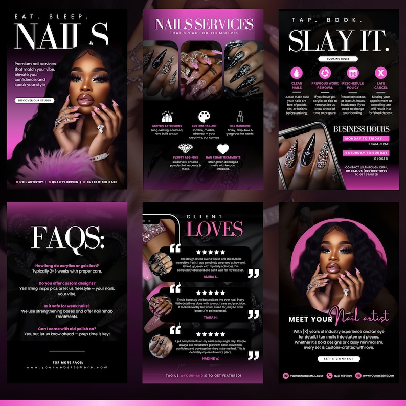 Nail Tech Acuity Scheduling Canva Banners, Nail Salon Website Template ...