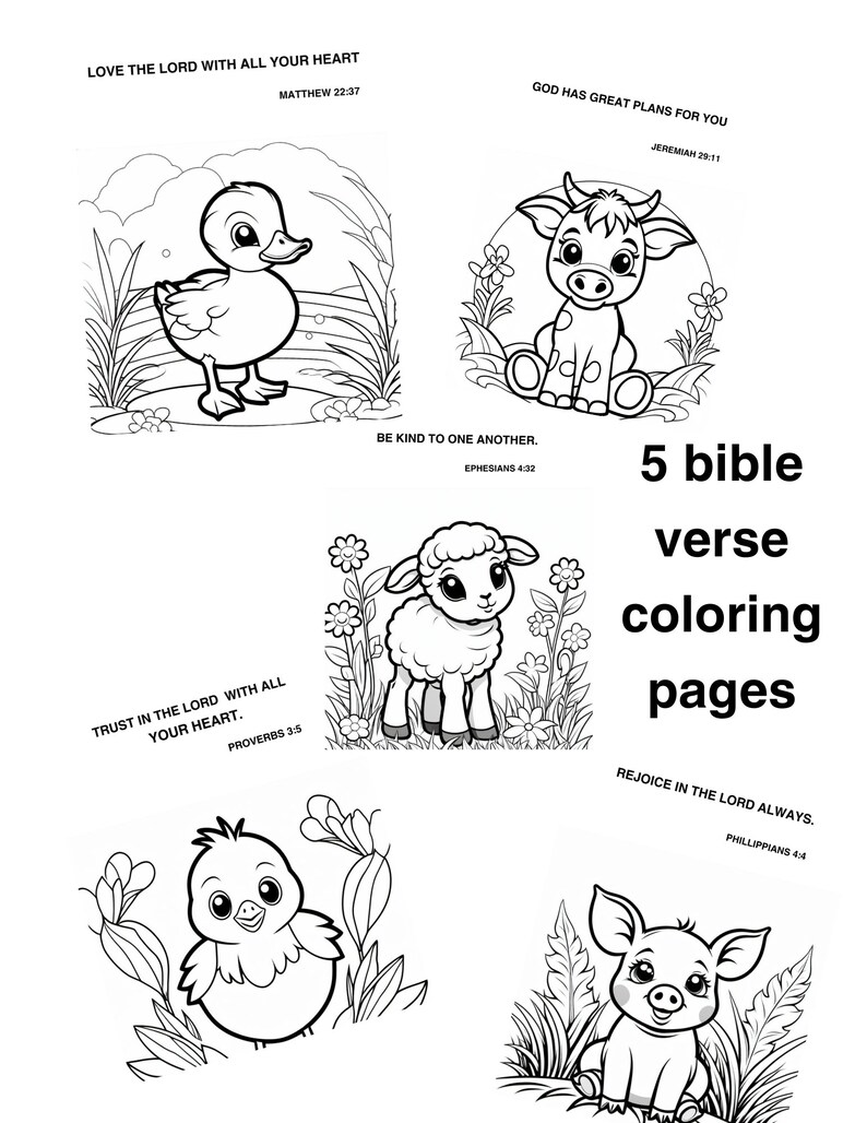 5 Bible Verse Animal Coloring Pages - Etsy Australia