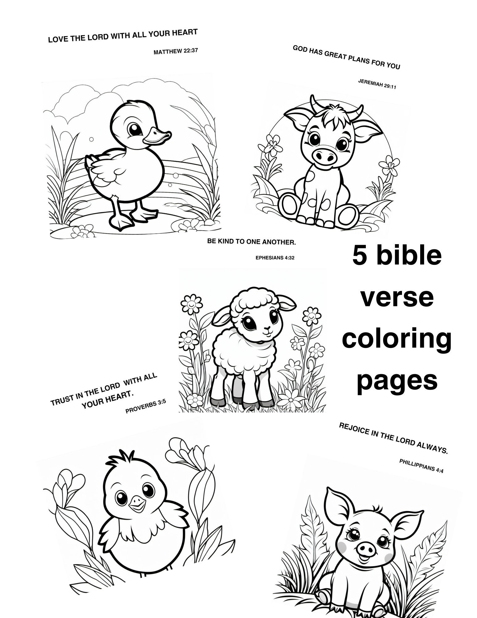 5 Bible Verse Animal Coloring Pages - Etsy