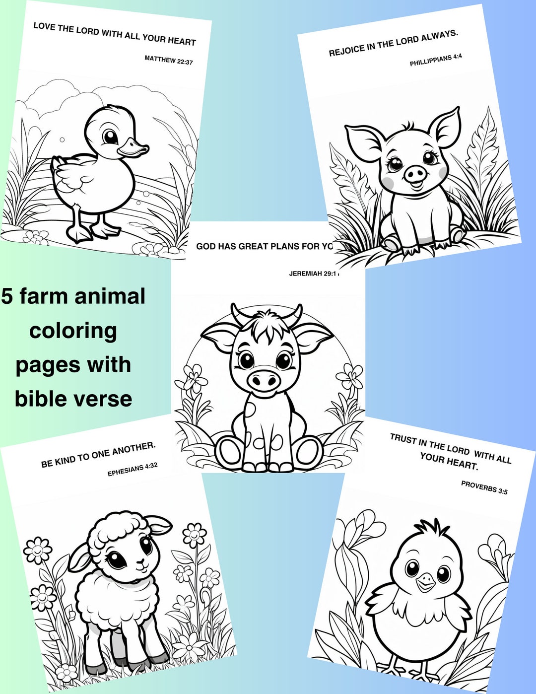5 Bible Verse Animal Coloring Pages - Etsy Australia