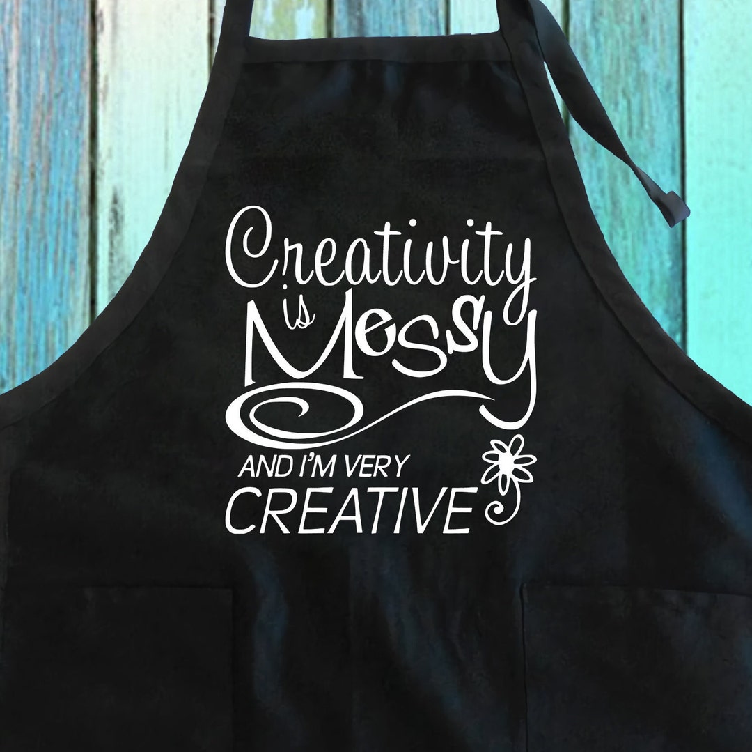 Funny 'creativity is Messy' Cotton Blend Apron With Pockets - Etsy