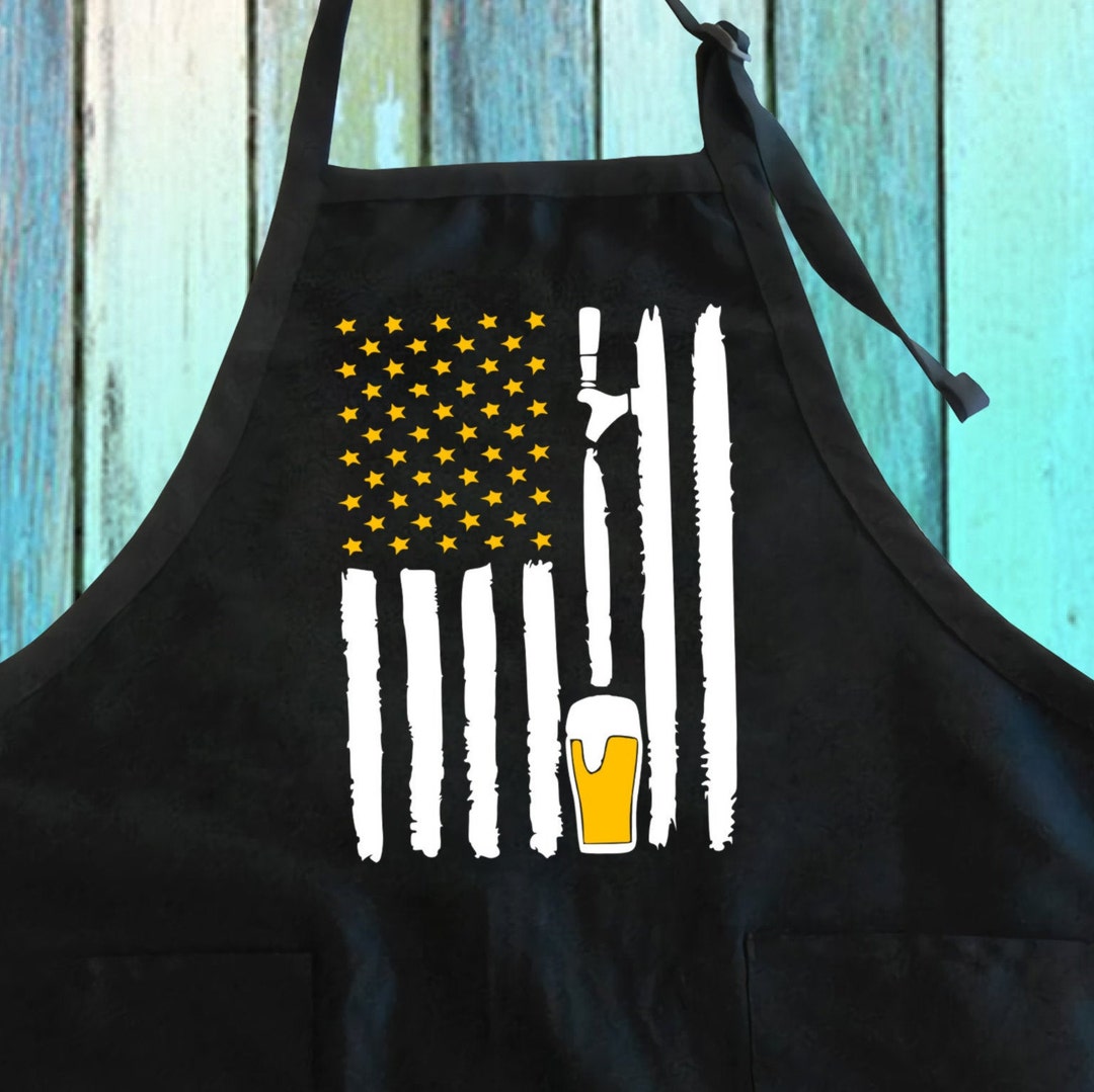 American Flag Beer Apron With Pockets: Cotton Polyester Grill Apron - Etsy