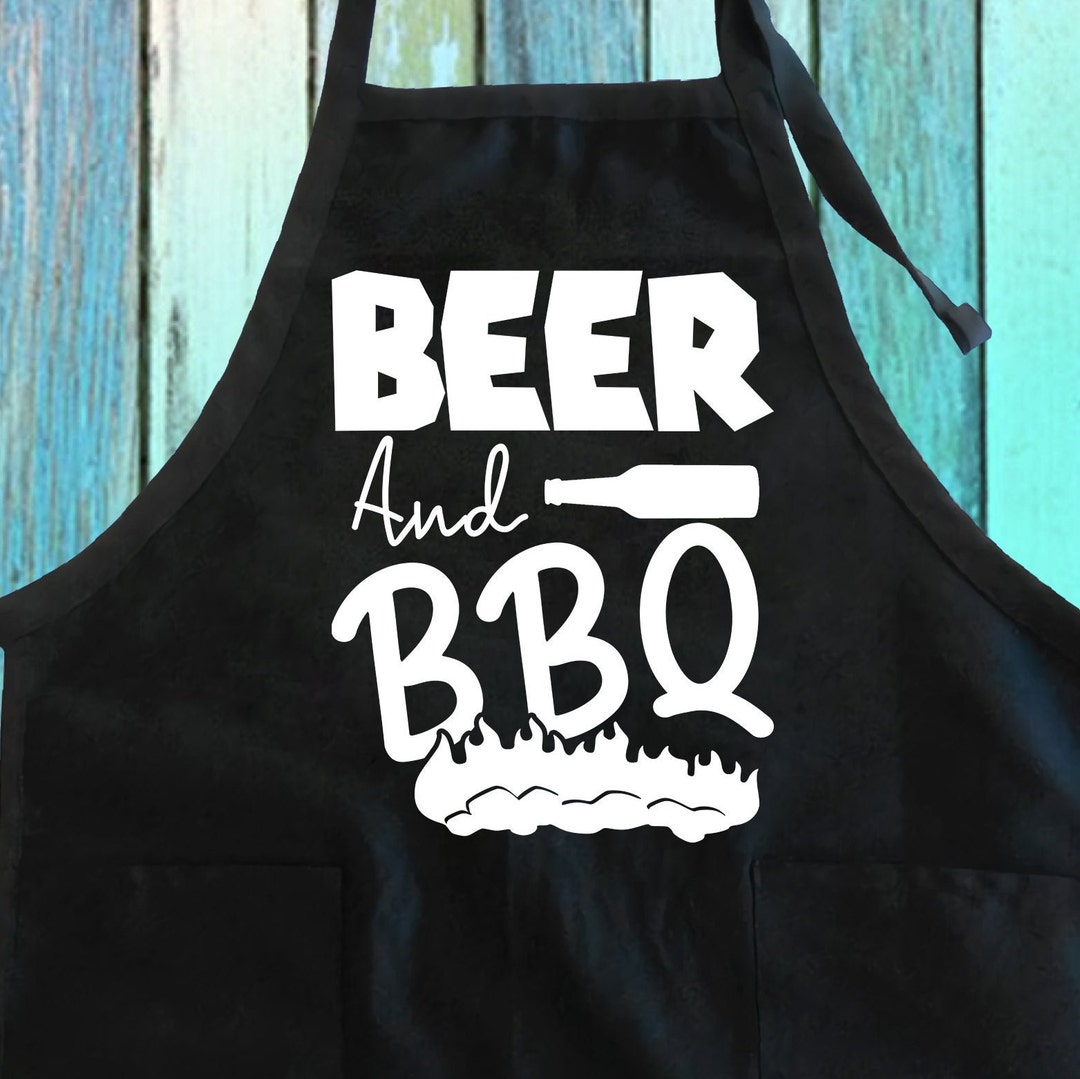Beer & BBQ Apron: Funny Quotes, Cotton-blend With Pockets - Etsy UK