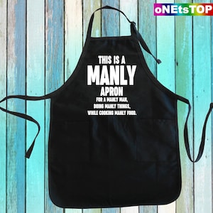Manly Apron With Pockets: Funny Grill Master Kitchen Apron - Etsy