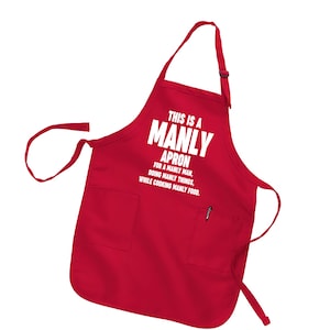 Manly Apron With Pockets: Funny Grill Master Kitchen Apron - Etsy