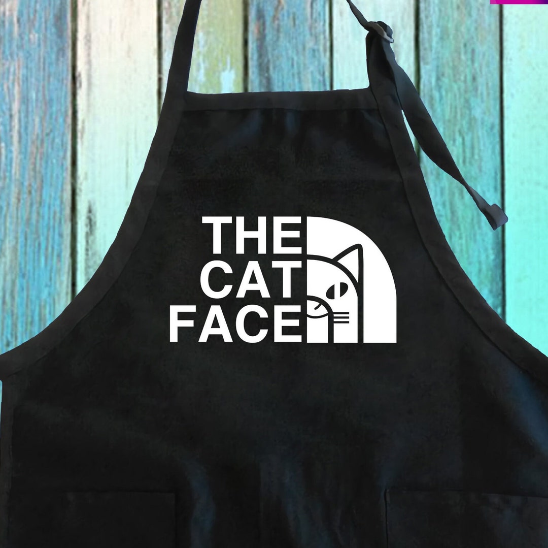 The Cat Face Cartoon Anim Funny Apron With/ Pockets| Cat Cartoon ...